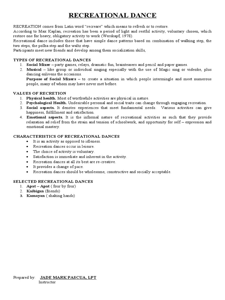 Recreational Dance Finals | PDF | Self-Improvement