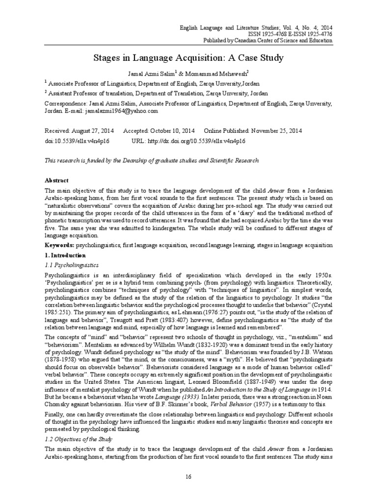 Stages of Language Acquisition in Children | PDF | Psycholinguistics ...