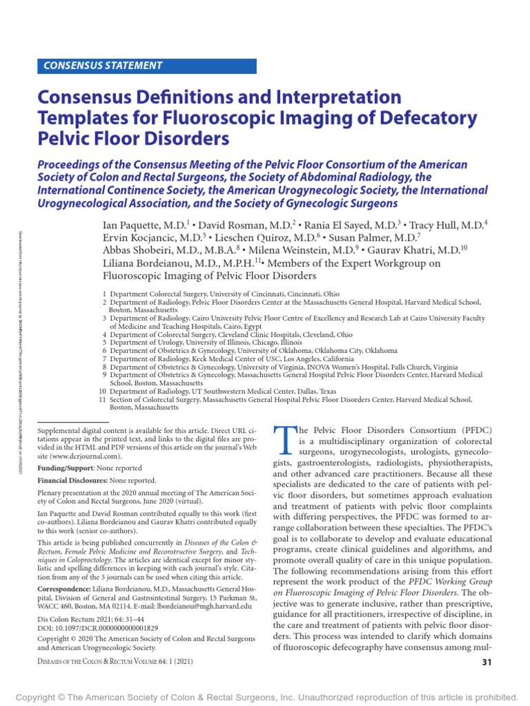 Consensus Definitions and Interpretation Templates.11 | PDF | Rectum ...