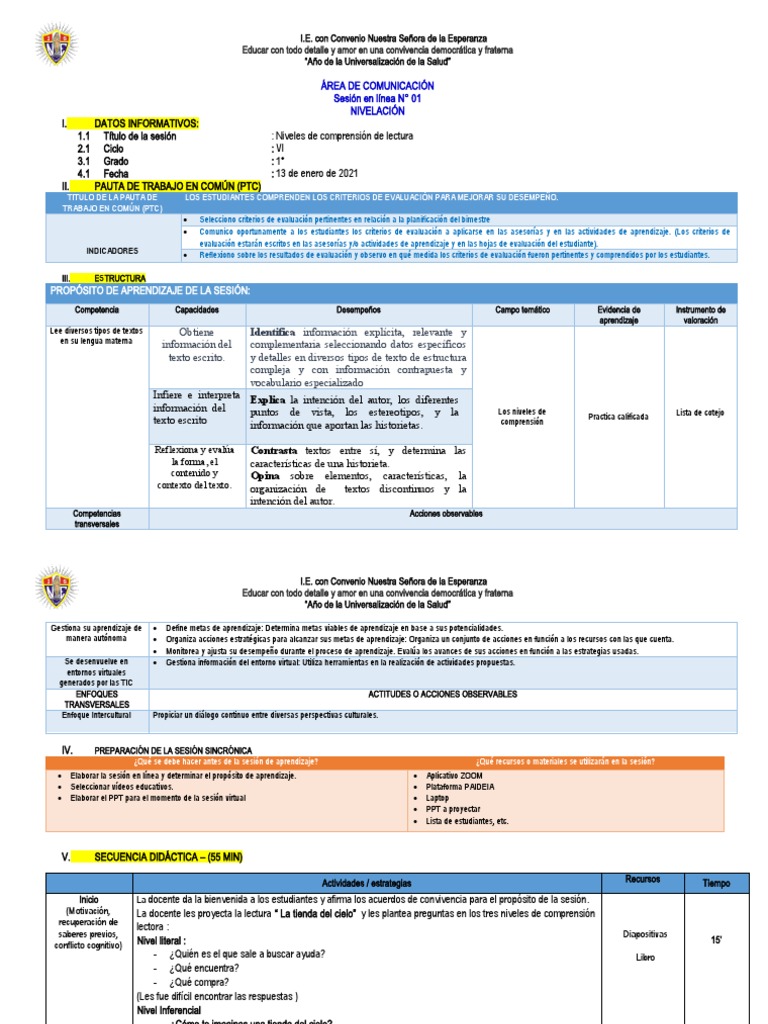 Niveles de Comprensión Lectora en Primaria | PDF | Evaluación | Aprendizaje