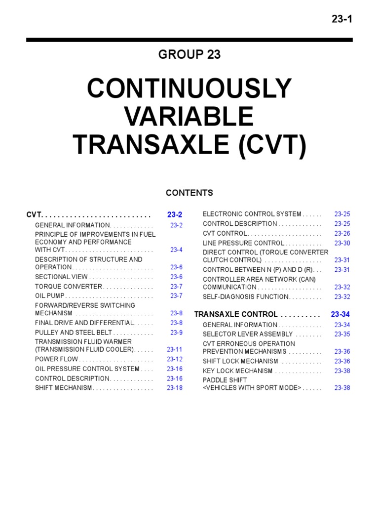 Overview of Continuously Variable Transaxle | PDF | Transmission ...