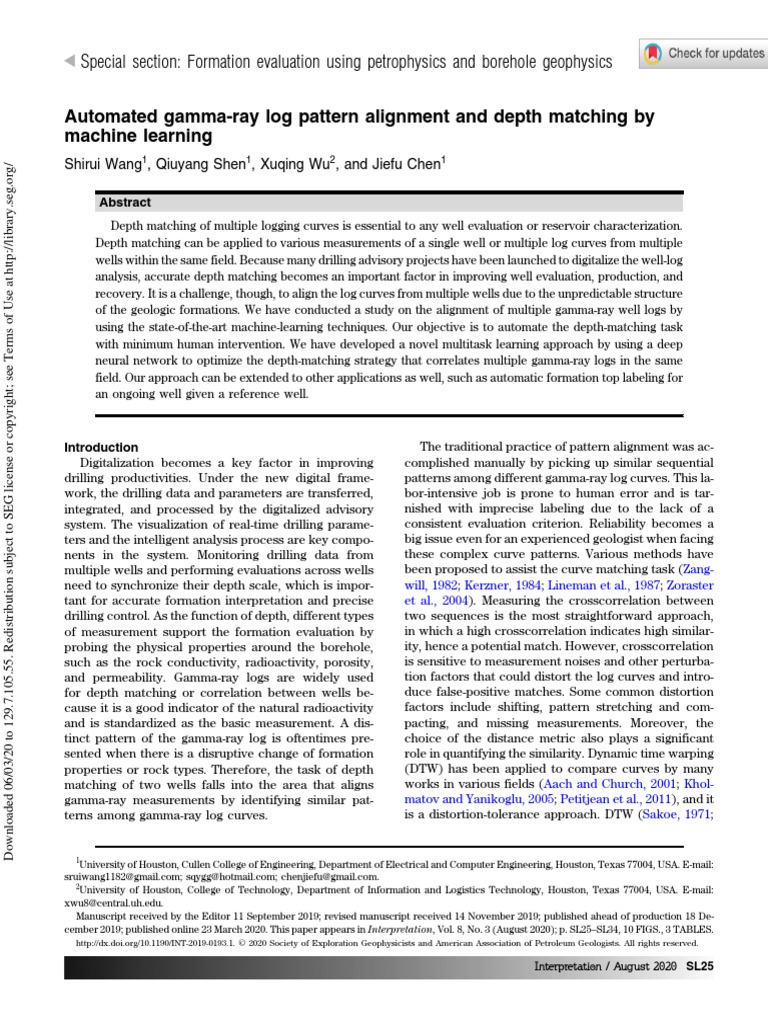 Special Section: Formation Evaluation Using Petrophysics and Borehole ...