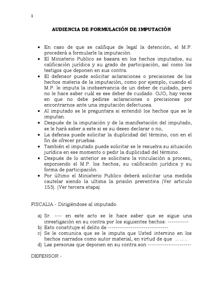 Formulación de Imputación | PDF | Mandato | Derecho penal