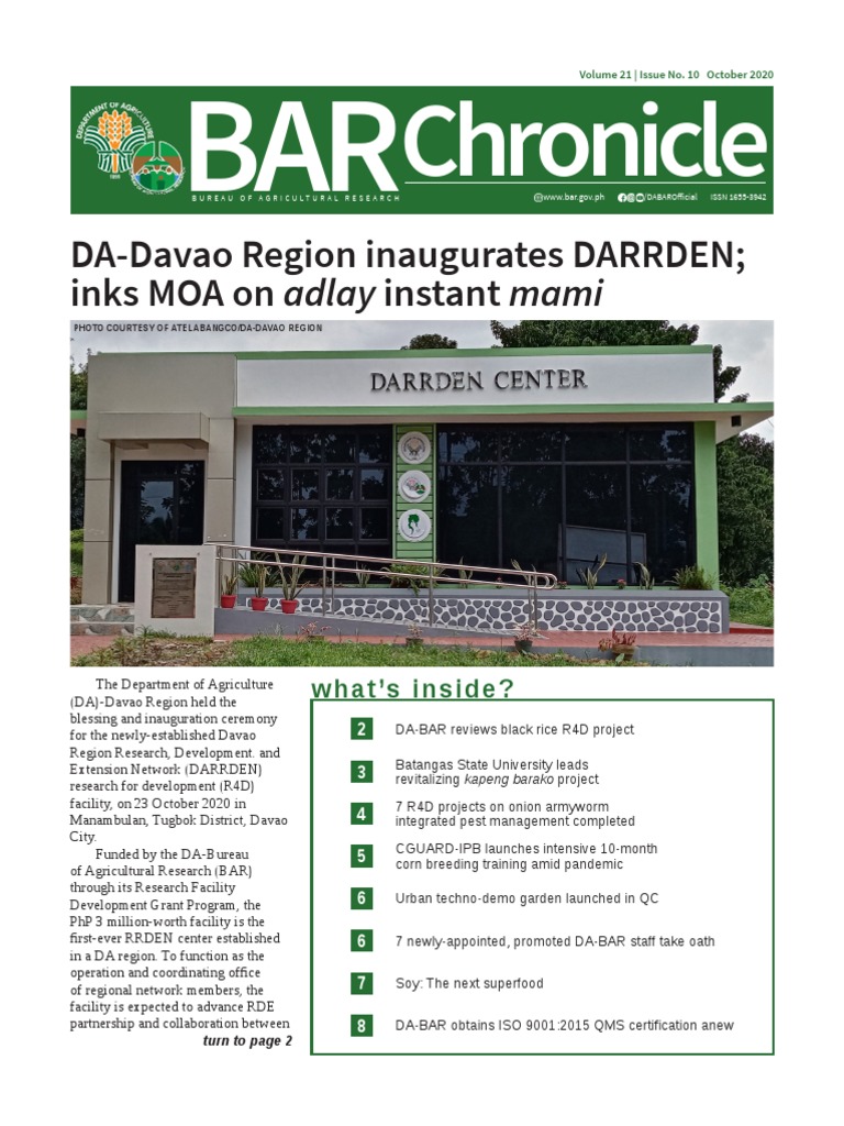 BAR Chronicle October 2020 Issue | PDF | Soybean | Food And Drink