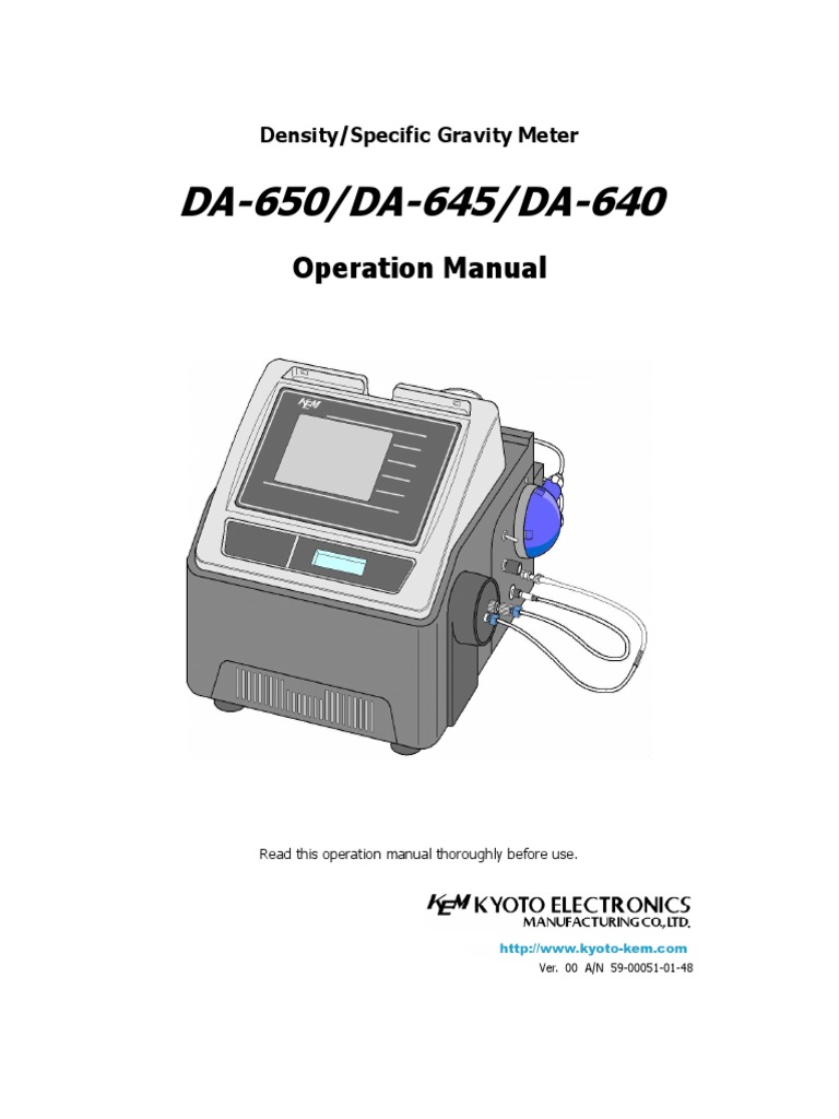 DA-650/DA-645/DA-640: Operation Manual | PDF | Oil | Calibration