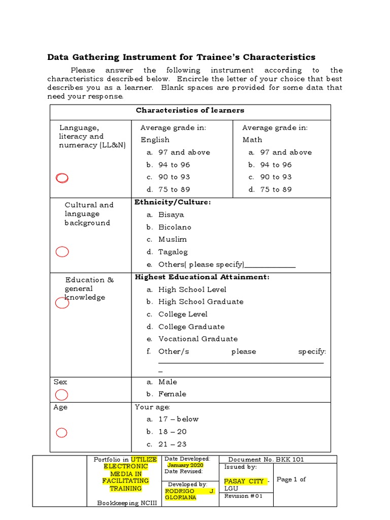 Data Gathering Tools | PDF | Bookkeeping | Behavior Modification