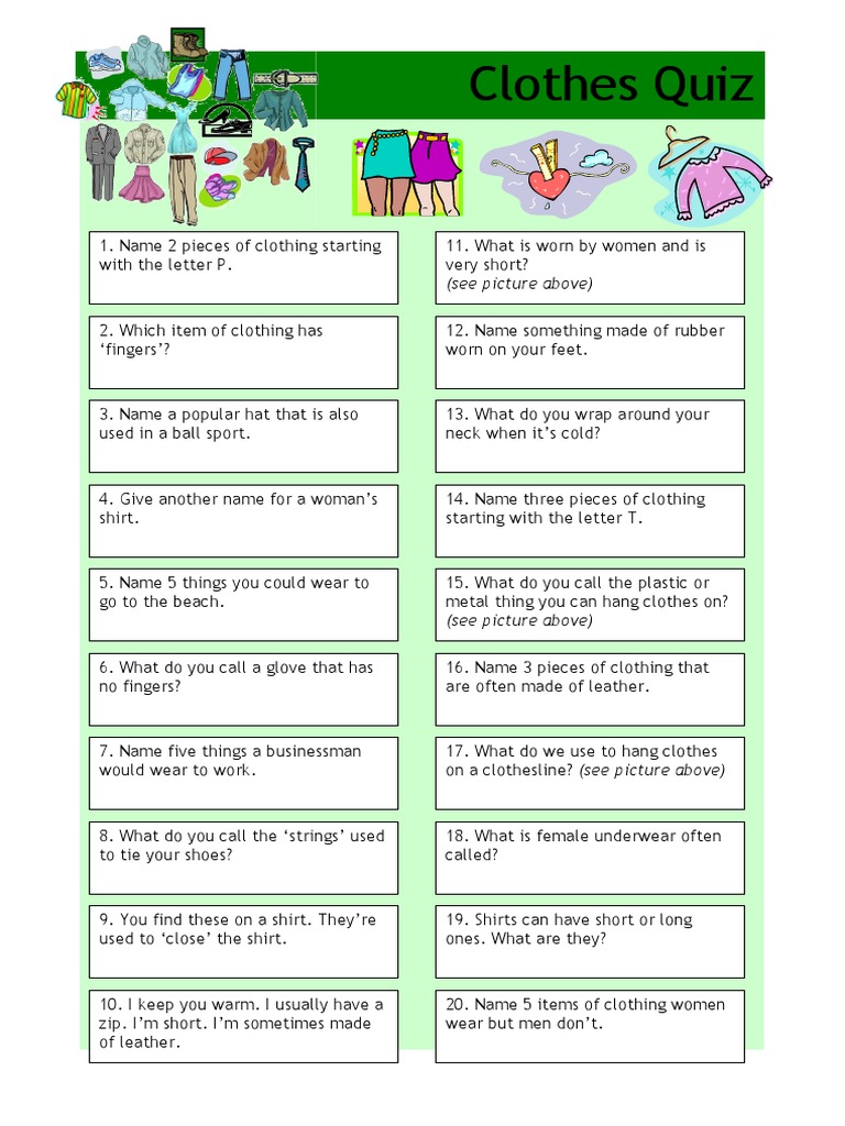 Describing Clothes Quiz 1 | PDF