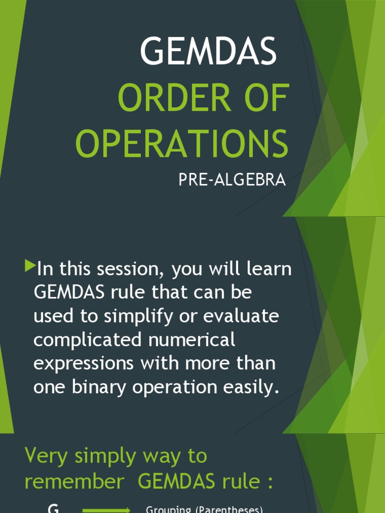 Gemdas: Order of Operations | PDF | Ring Theory | Computer Programming