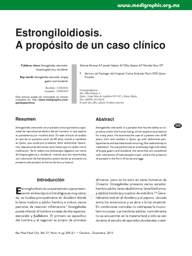 Caso Estrongiloides | PDF | Heces | Estómago