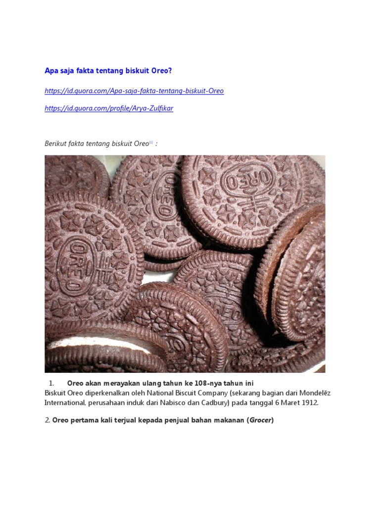Apa Saja Fakta Tentang Biskuit Oreo | PDF