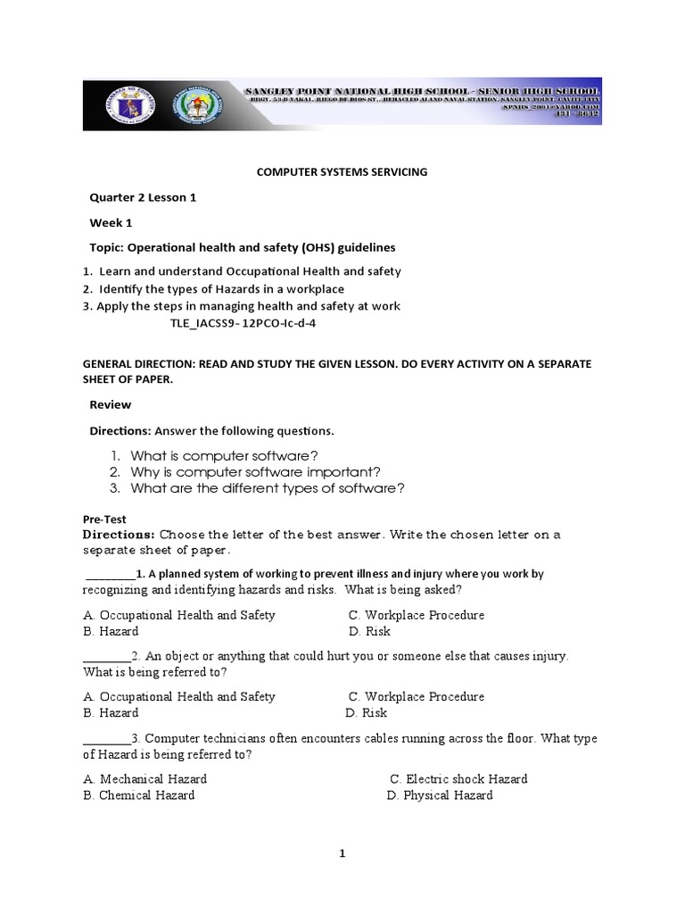 CSS 11 Module - LESSON 6 | PDF | Occupational Safety And Health | Hazards