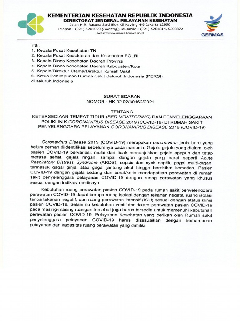 Surat Edaran Nomor Hk.02.02.i.0162.2021 | PDF