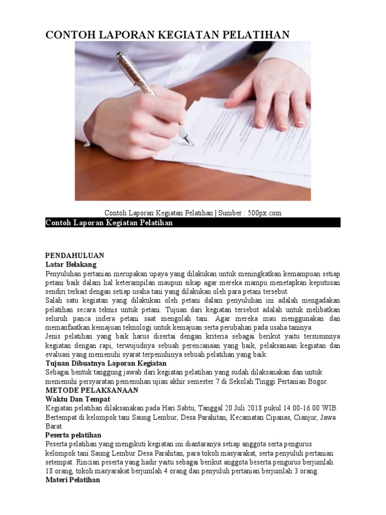 Contoh Laporan Kegiatan Pelatihan | PDF