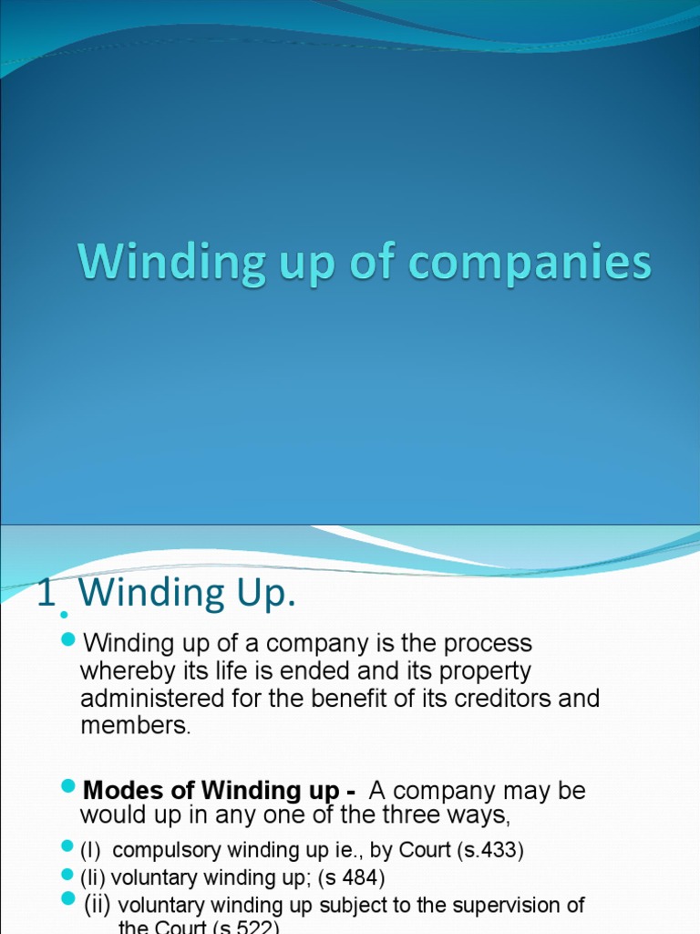 Types and Procedures of Company Winding Up | PDF | Liquidation ...
