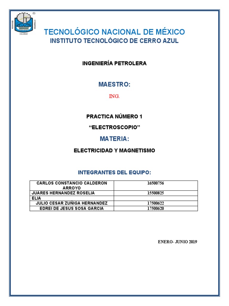 Electroforo Practica 1 | PDF | Ciencias fisicas | Cantidades fisicas