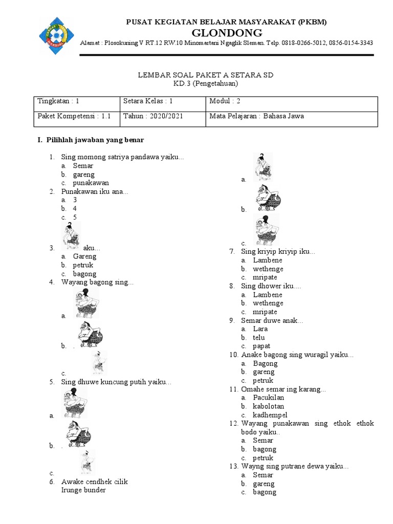 Ujian Kelas 1 Modul 2 BJW | PDF