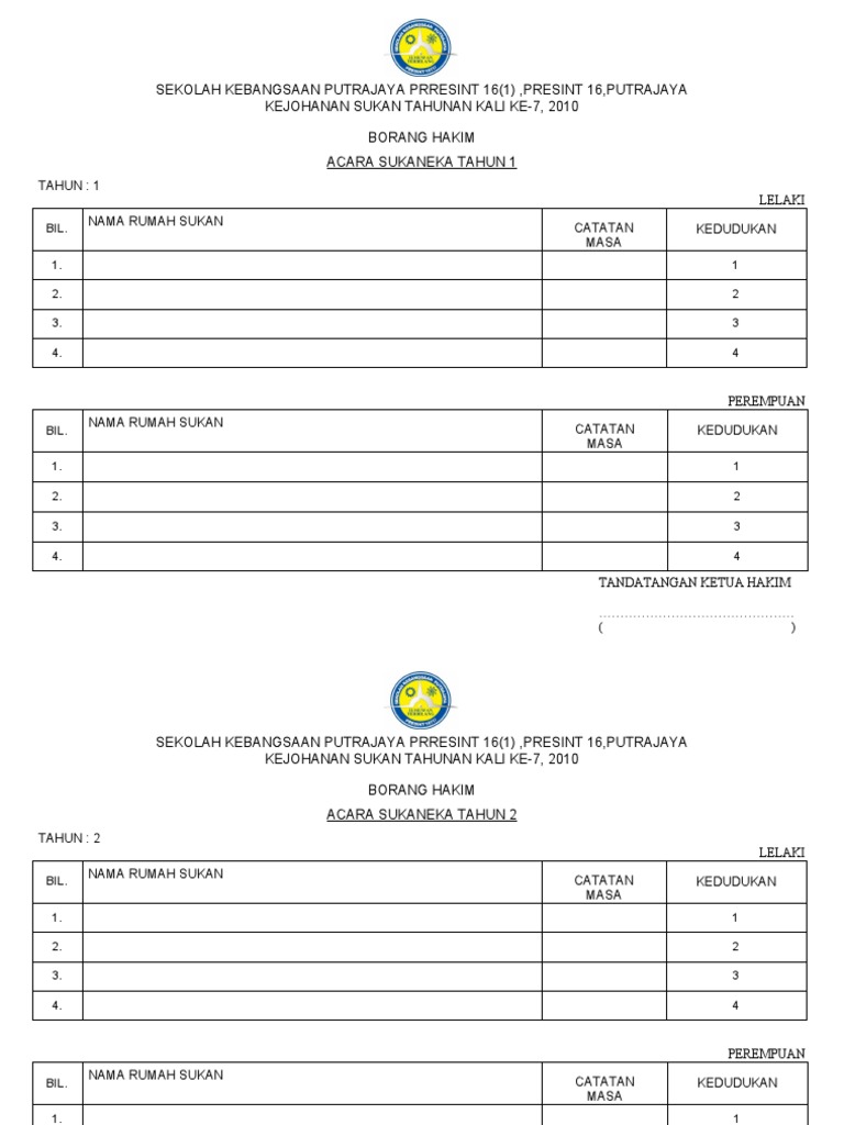 Borang Sukaneka | PDF