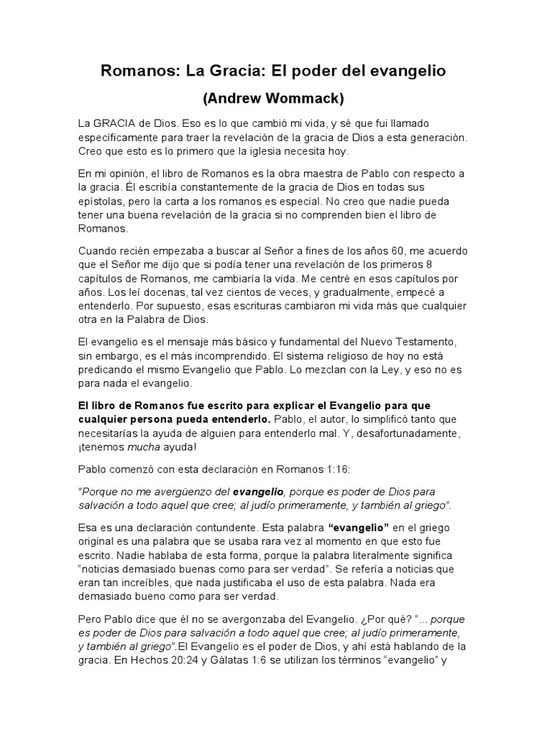 El Poder Del Evangelio | PDF | Pablo el apóstol | Gracia en el cristianismo