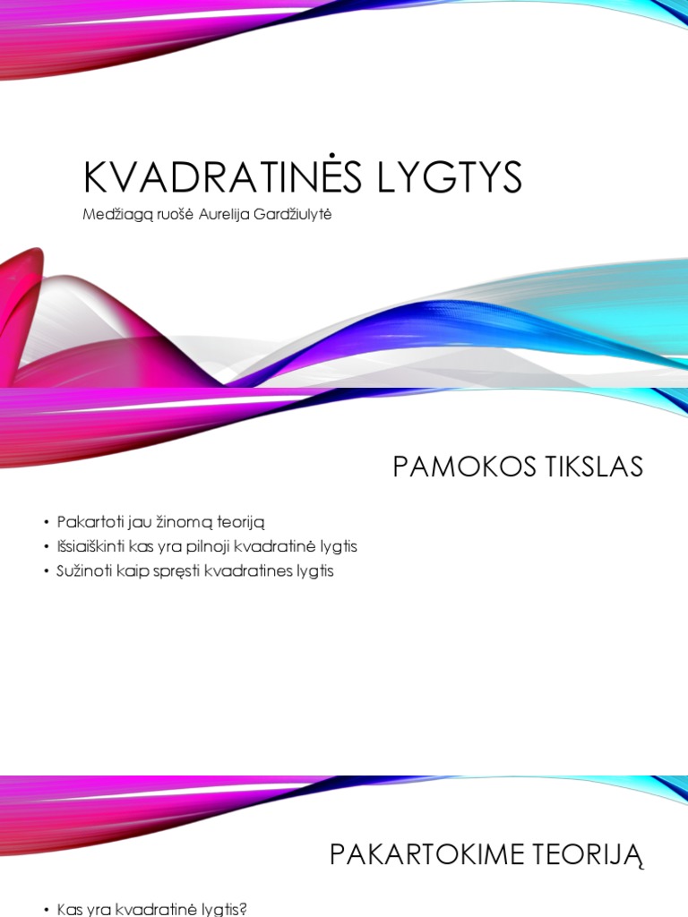 Kvadratinės Lygtys Pam | PDF