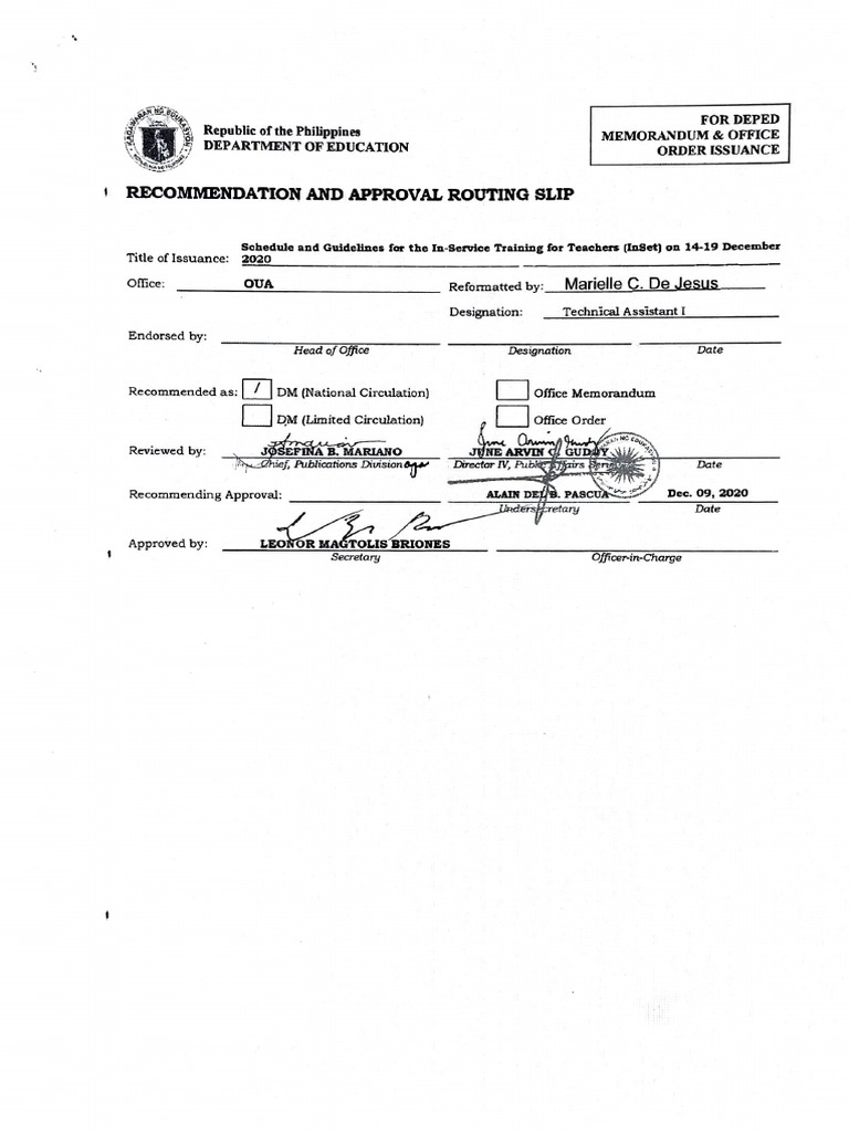 Recommendation and Approval Routing Slip | PDF | Communication