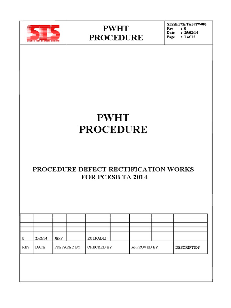 5-PWHT Procedure - PW005 | PDF | Thermocouple | Heat Treating