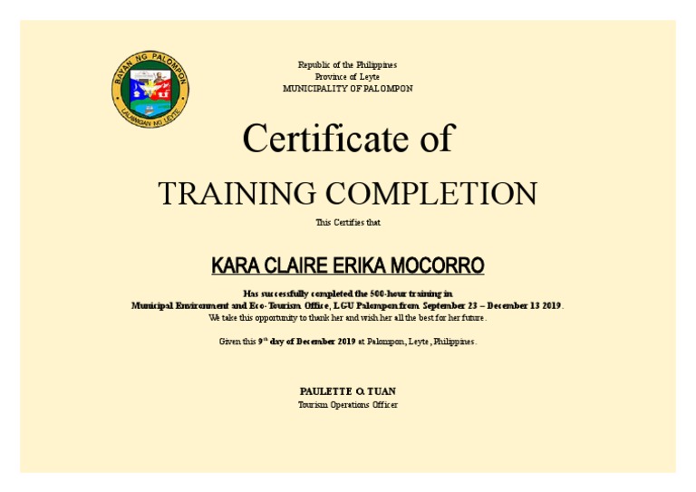 OJT Certificate | PDF
