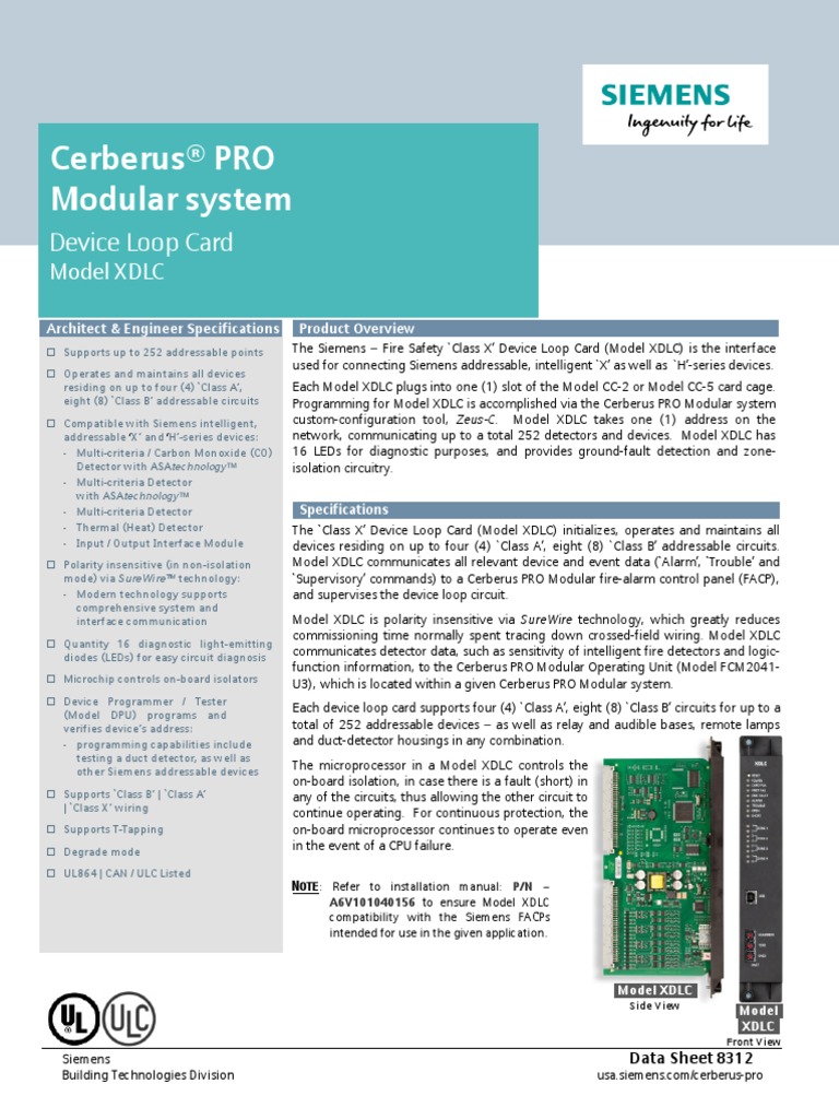 Cerberus® PRO Modular System: Device Loop Card | PDF | Detector (Radio ...