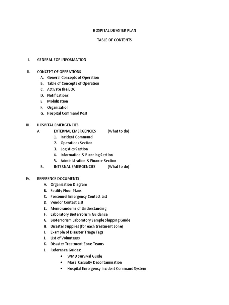 Hospital Disaster Plan | PDF | Emergency Department | Hospital