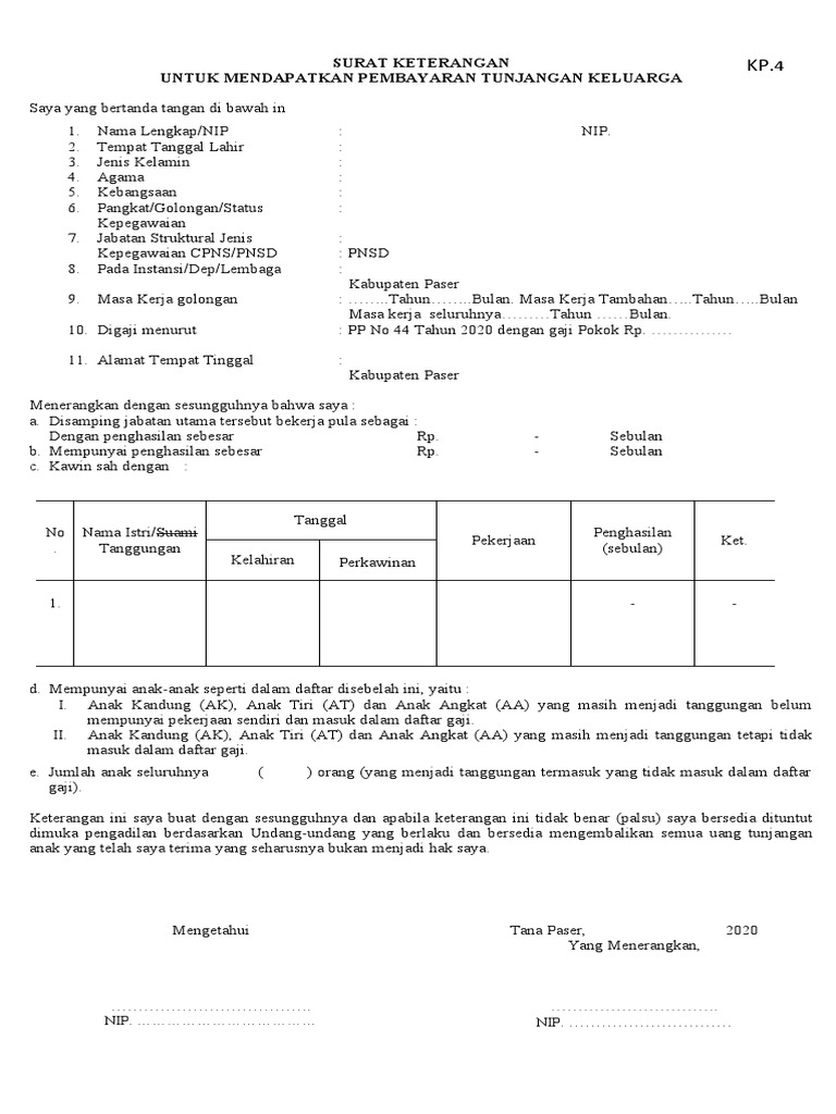 Formulir KP4 Kosong | PDF