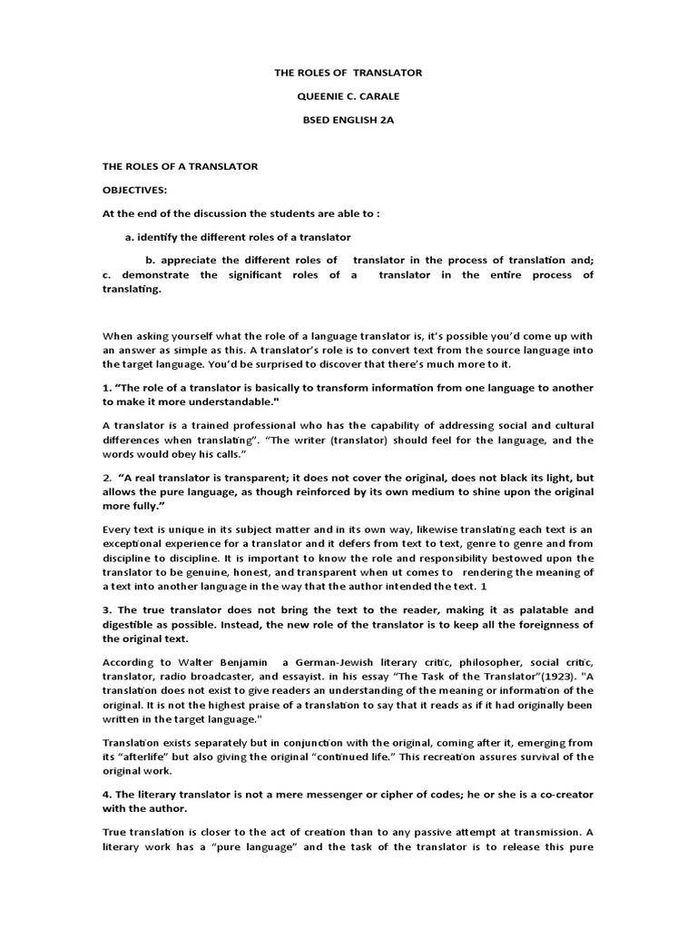 Handouts-Translation and Editing-Queenie Carale (Edited) | PDF ...