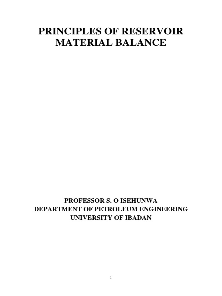 Reservoir Material Balance | PDF | Extraction Of Petroleum | Petroleum ...