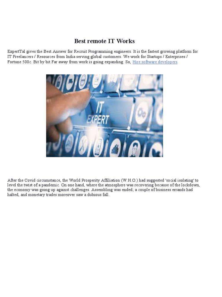 Best It Expert Works | PDF | Telecommuting | Economies
