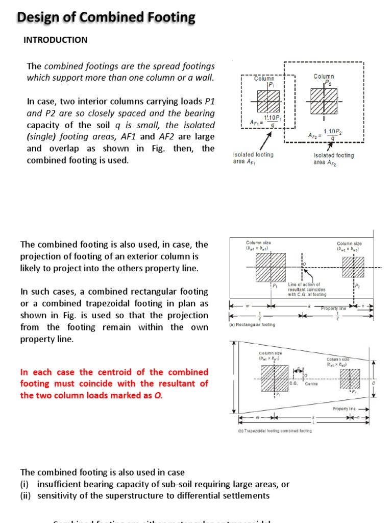 Introduction To Combined Footing. | PDF | Bending | Column