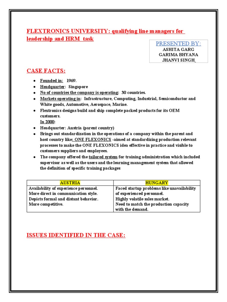 Flextronics Case | PDF | Human Resource Management | Leadership