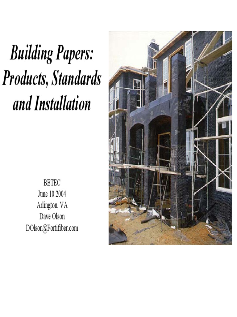 Building Papers - Products, Standards and Installation (PDFDrive) | PDF ...