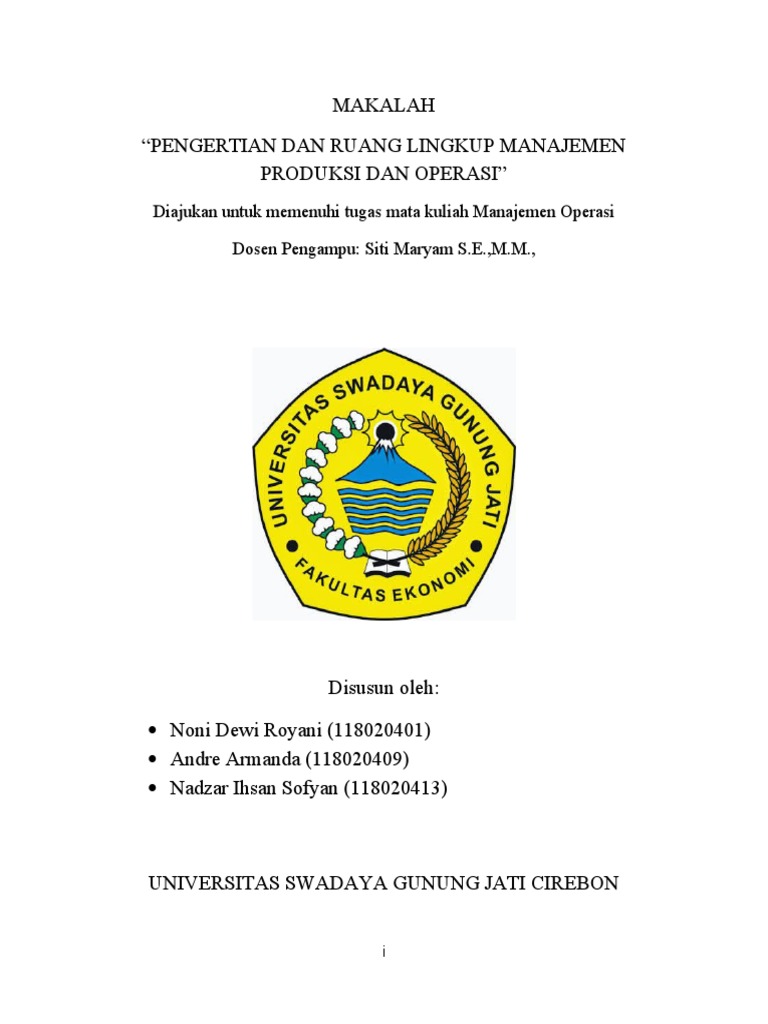 Pengertian Dan Ruang Lingkup Manajemen Produksi Dan Operasi | PDF Pengertian Dan Ruang Lingkup Manajemen Produksi Dan Operasi | PDF