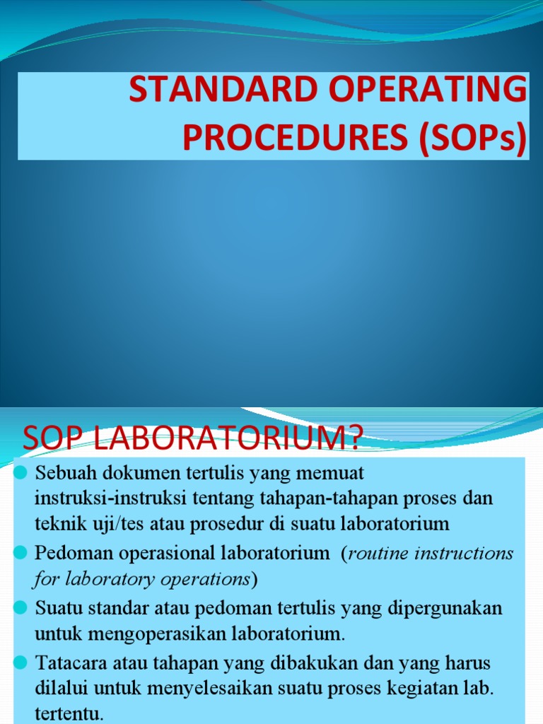 Standard Operating Procedures (Sops) | PDF