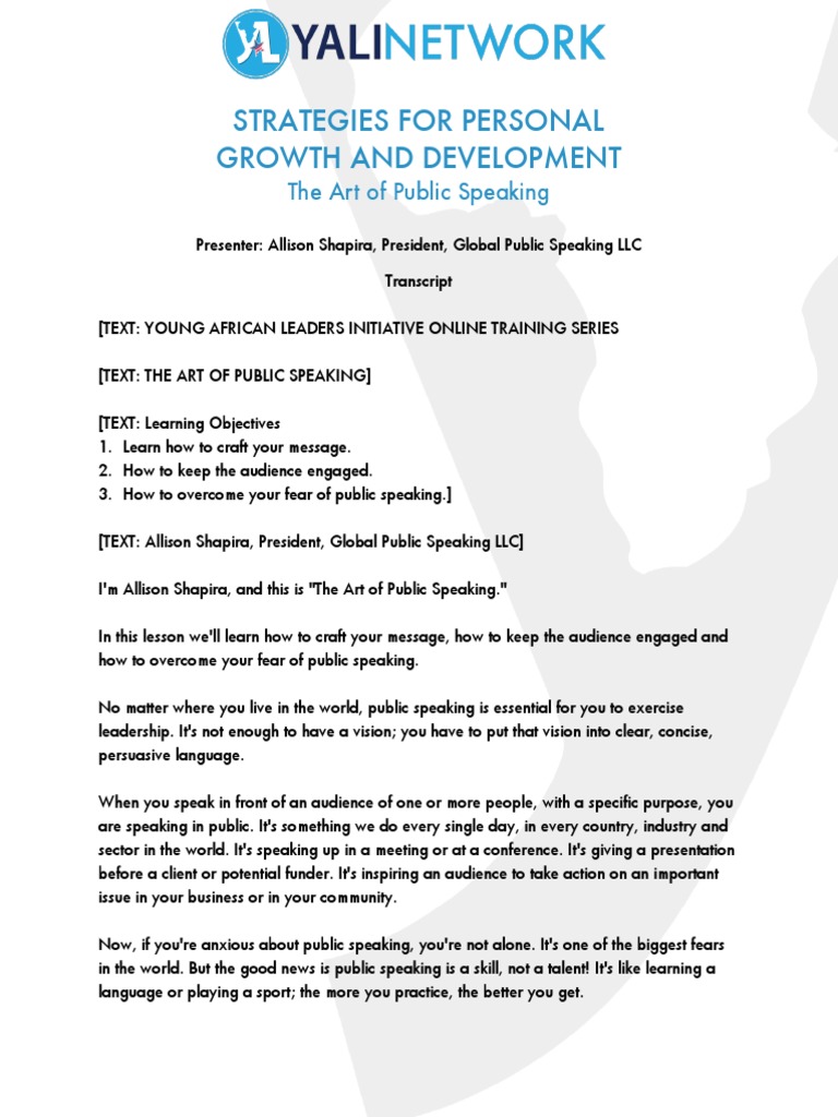 Strategies For Personal Growth and Development: The Art of Public ...