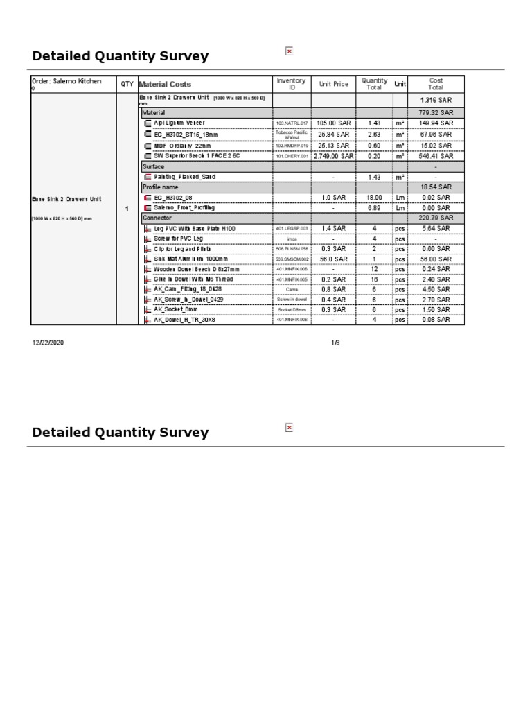 Detailed Quantity Survey: Material Costs | PDF | Crafts | Equipment