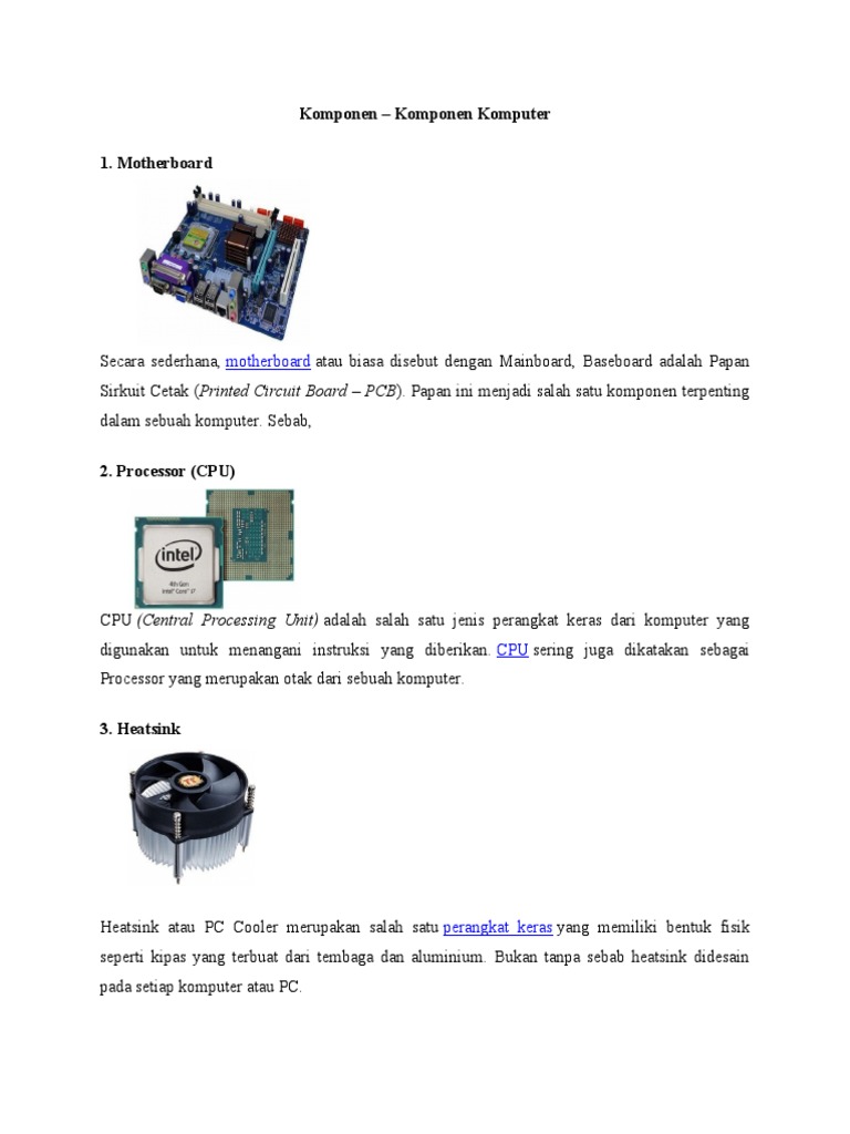 Komponen Penting Komputer | PDF