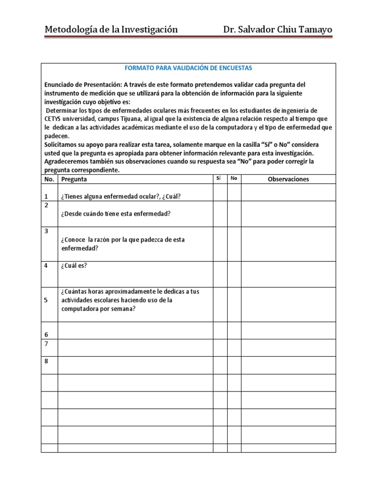 Validacion de Encuesta | PDF