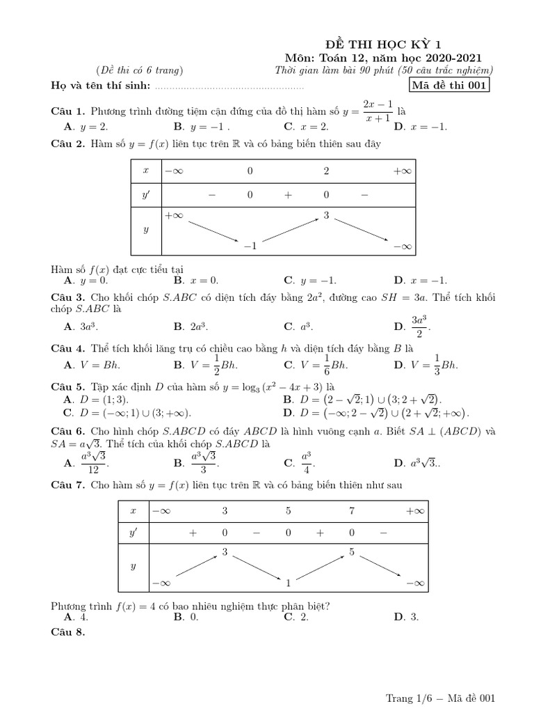 De-Thi-Hk1-Toan-12-Nam-2020-2021-Truong-Thpt-Nguyen-Thi-Minh-Khai-Ha-Noi (PDF - Io) | PDF