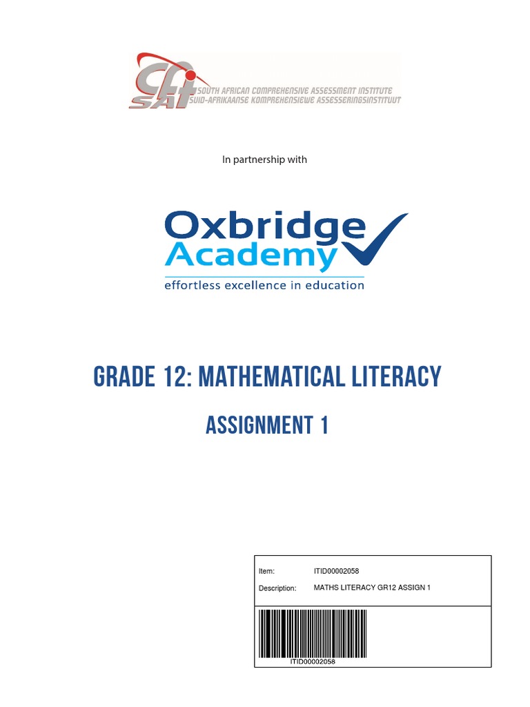 Grade 12: Mathematical Literacy: Assignment 1 | PDF | Teaspoon | Overtime