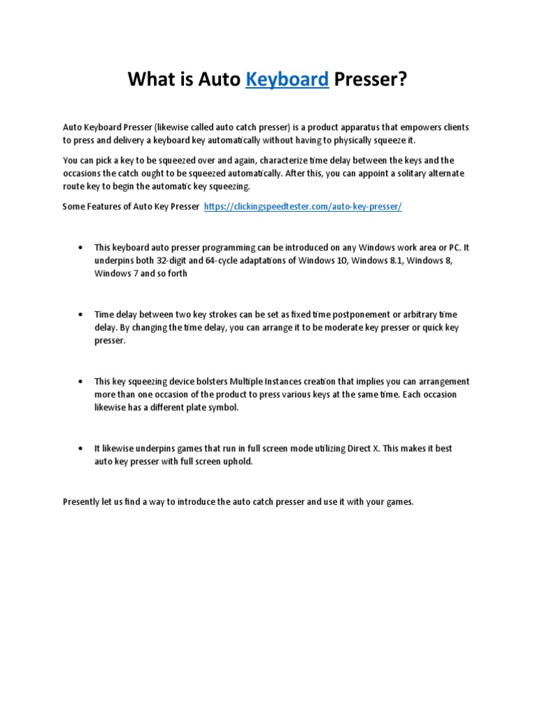 What Is Auto Keyboard Presser | PDF