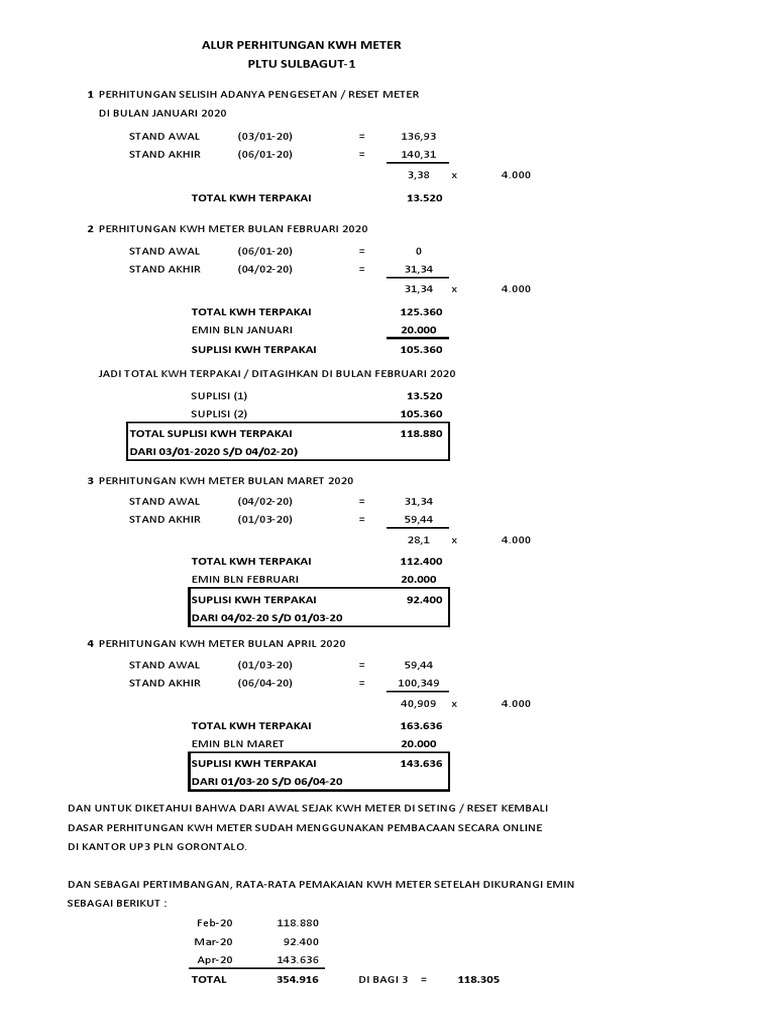 Alur Perhitungan KWH Meter Pltu | PDF