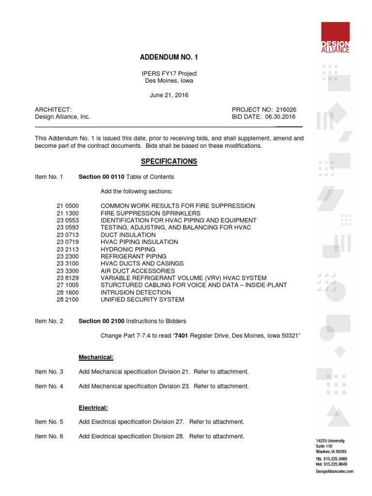 Addendum No. 1 Specifications (PDFDrive) | PDF | Pipe (Fluid Conveyance) | Duct (Flow)
