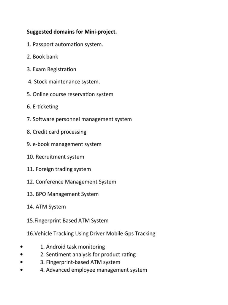 Suggested Topics For SEPM Projects | PDF