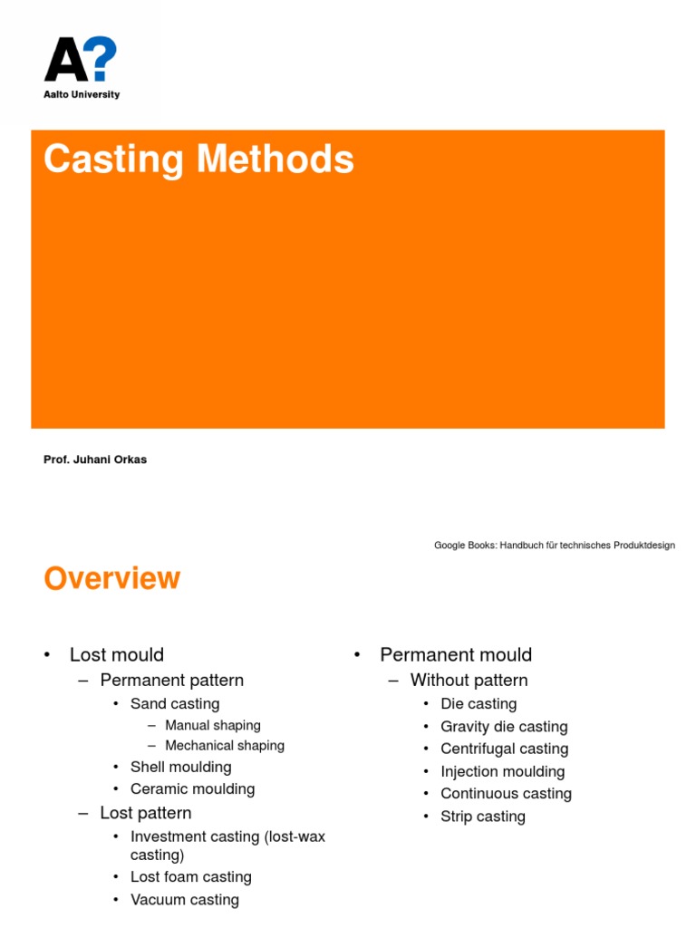 Casting Methods 2015 Pdf Casting Metalworking Casting
