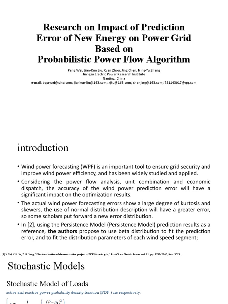 Probability Load Flow (Review) | PDF | Wind Power | Probability Distribution