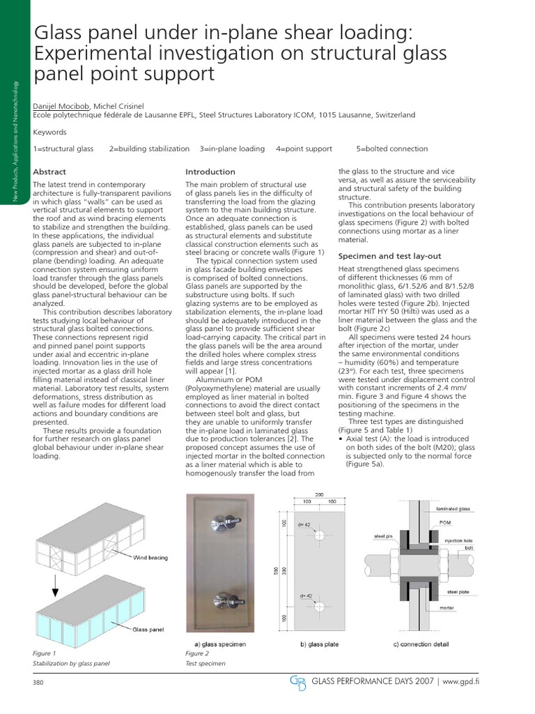 In-Plane Shear Testing of Glass Panels | PDF | Fracture | Stress ...